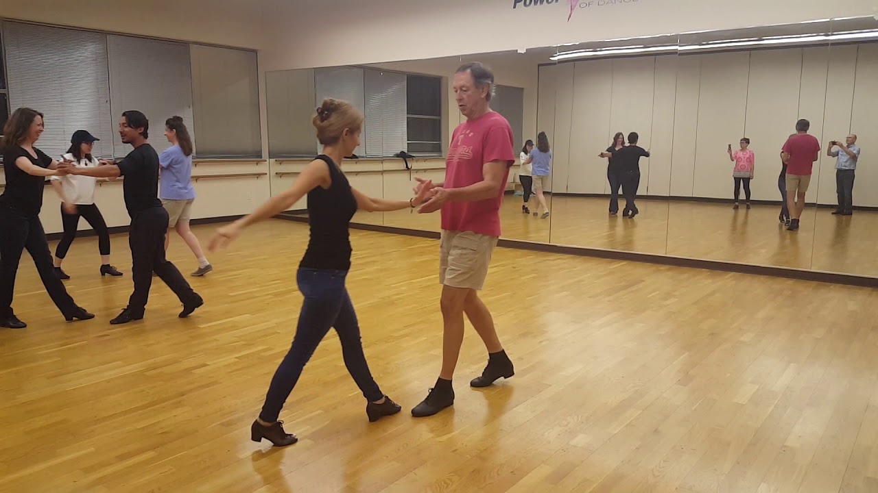 Bronze Beginner Cha cha, three cha chas, right side pass, basic locks - YouTube