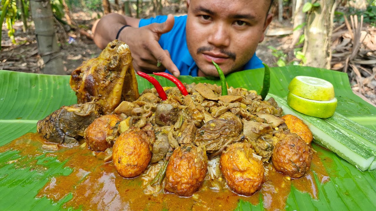EATING MUTTON BOTI CURRY WITH BASMATI RICE AND EGG - YouTube
