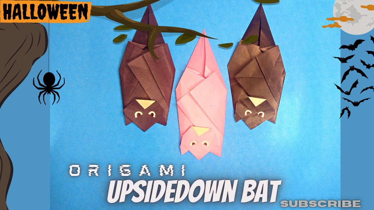 Upside down paper bat /how to make upside down bat/paper crafts by ...