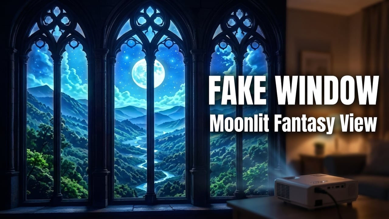 Fake Window Projector | Glowing Castle Nighttime Scenery - YouTube