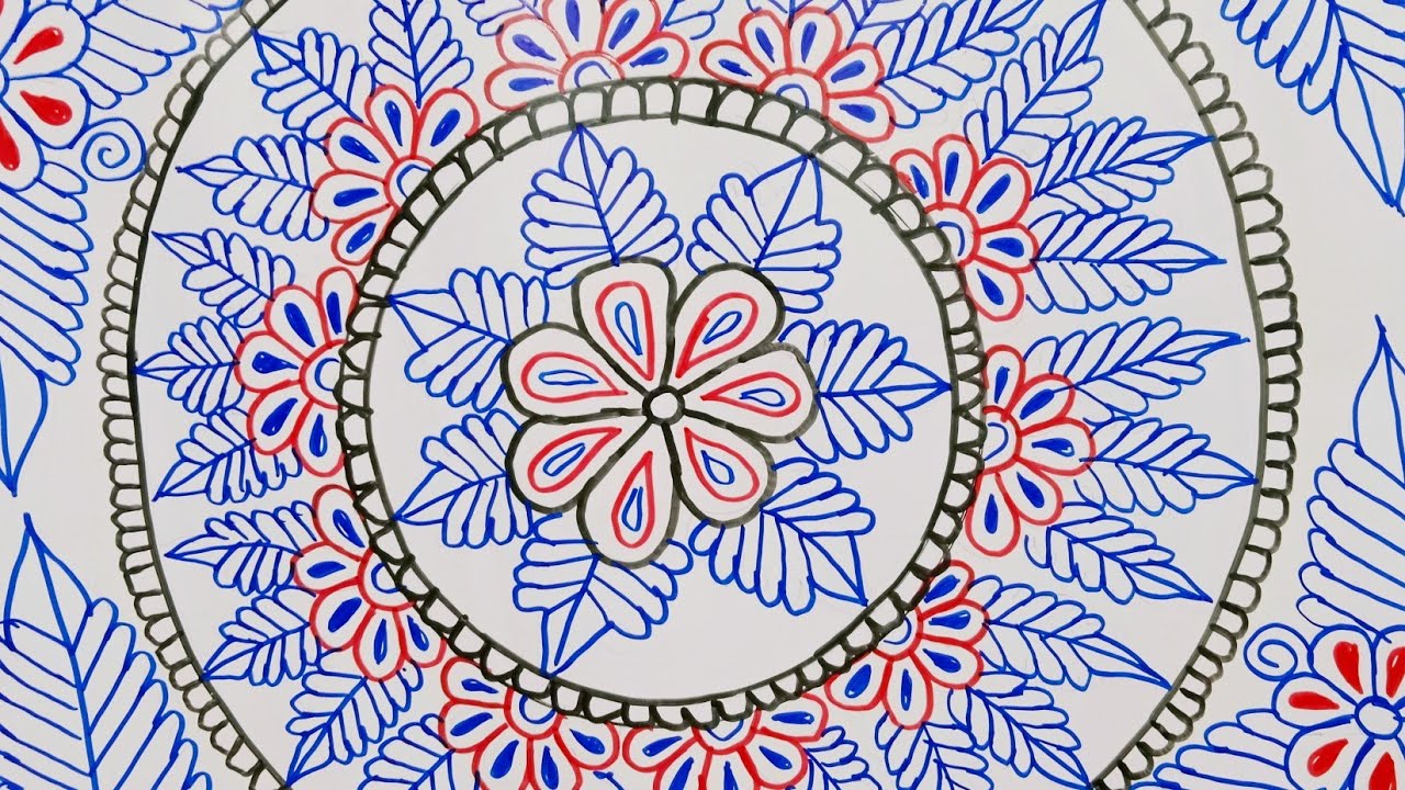 unique nakshi kathar drawing tutorial.nakshi katha art . nakshi katha ...