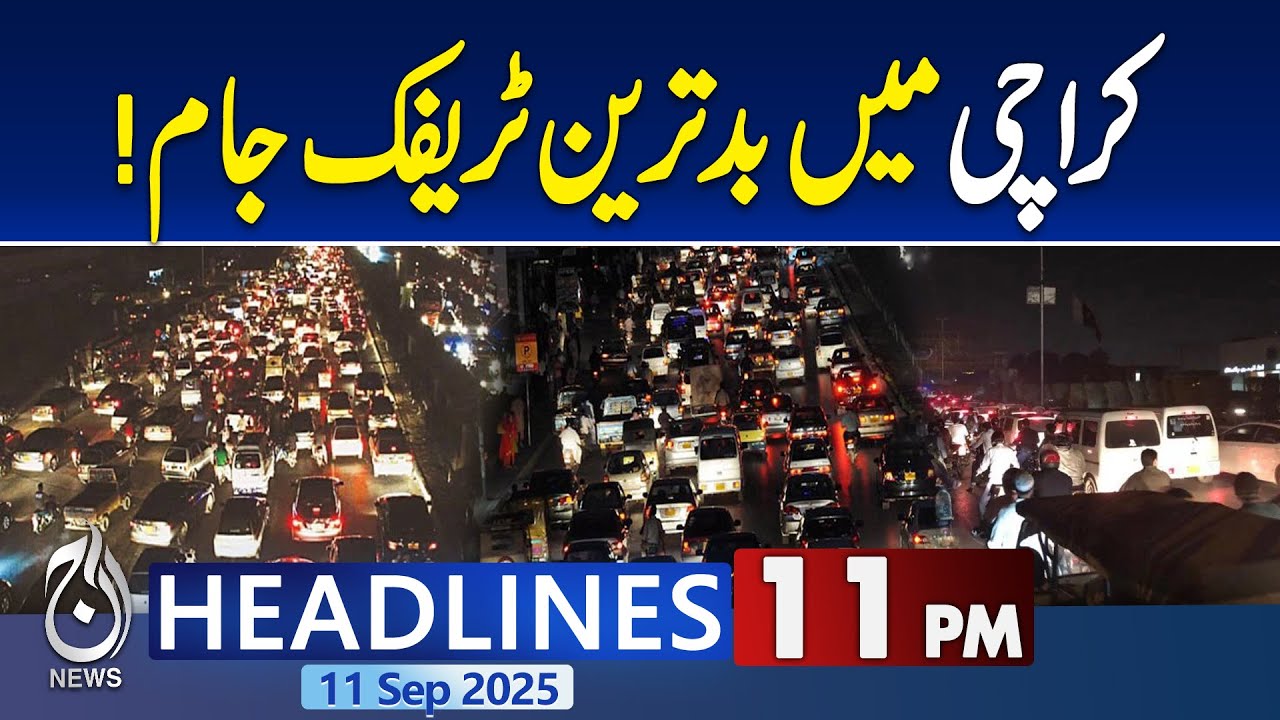 11PM Headlines : Massive Traffic Jam Hits Karachi Qayyumabad Expressway ...