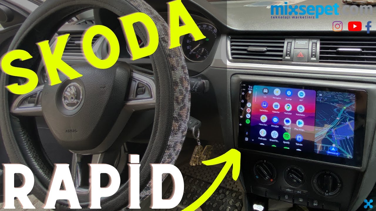 SKODA RAPİD (2013-2018) CarPlay ve AndroidAuto Destekli Android ...