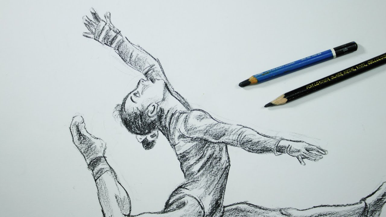 How To Draw Gymnastic Girl - Gymnast Pencil Sketch-Drawing -step by ...