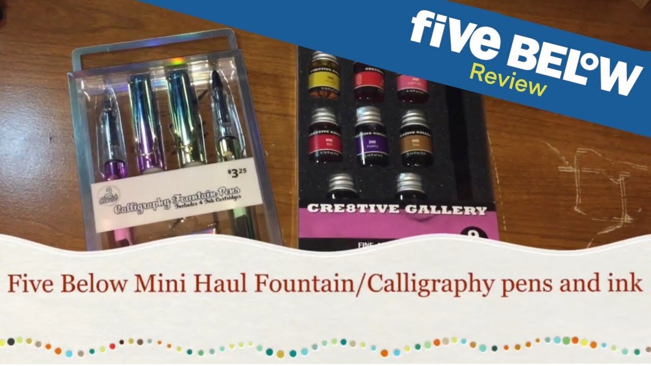 Fountain/ Calligraphy Pen And Ink Review | Five Below Mini Haul - YouTube
