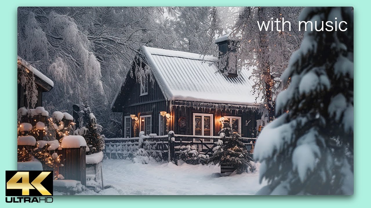 Cozy Snowy Winter Cabin | 3 Hrs 4K | Instrumental Christmas Music ...