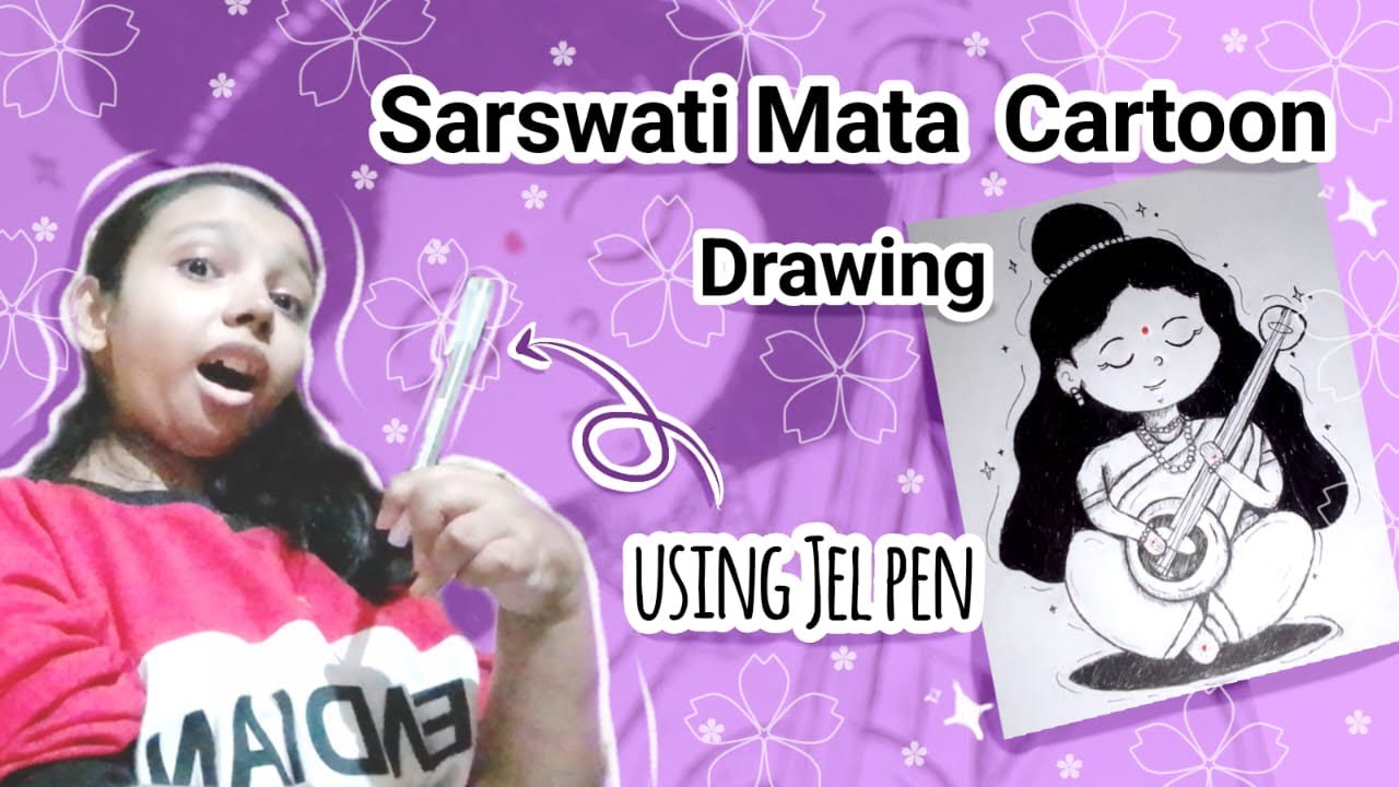 Sarswati Mata Cartoon Drawing using Jelpen 😍 - YouTube