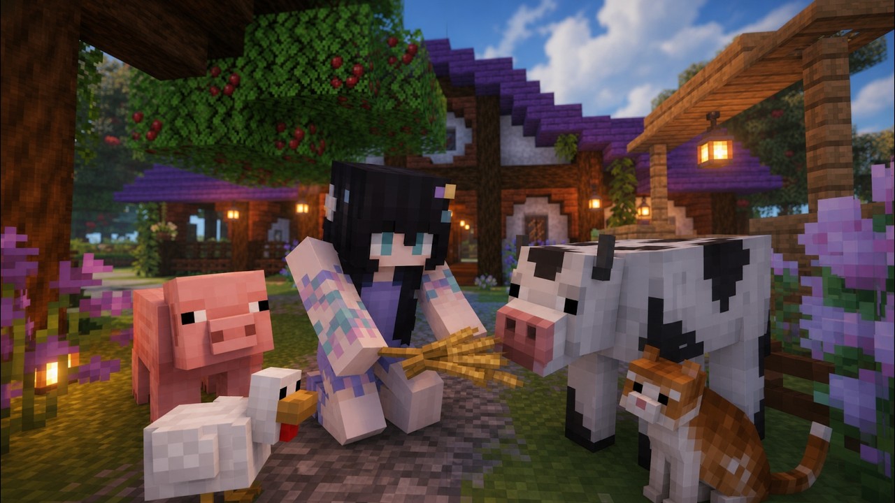 I built a COZY Farm Chicken Coop, Water Well & Silo in Minecraft ...