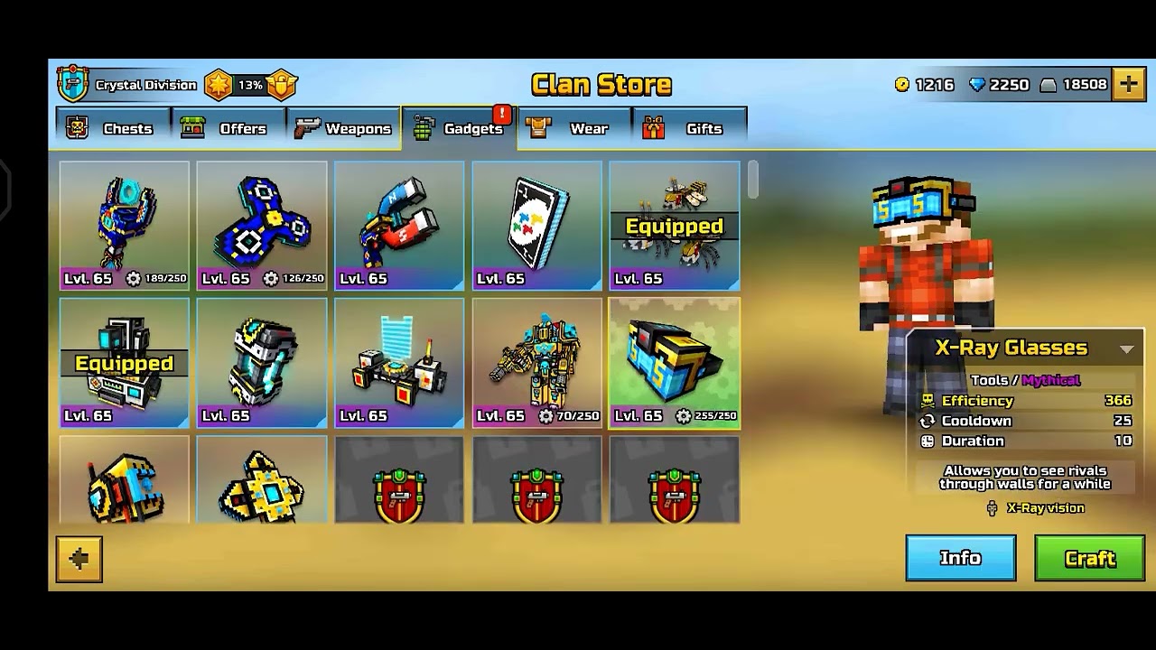 Pixel Gun 3D - Crafting X-Ray Glasses - Golden Division Clan Gadget ...