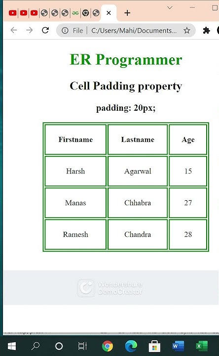 Cell Padding in CSS and HTML - YouTube