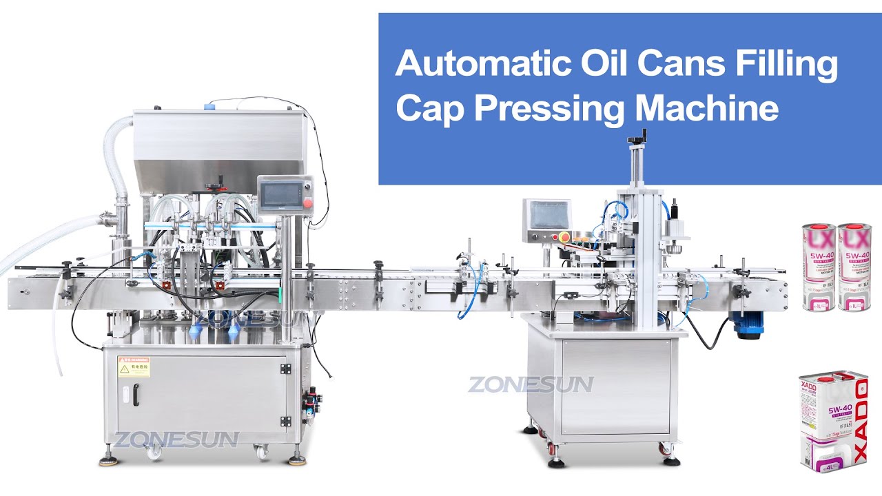 How To Use ZS-FAL180B4 Automatic Oil Tin Cans Filling Cap Pressing ...