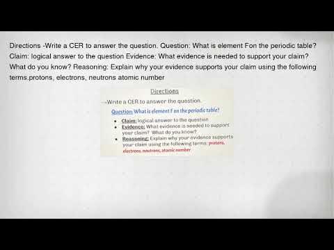 Directions -Write a CER to answer the question. Question: What is ...