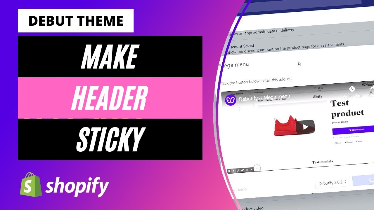 How to Make Shopify Debut theme header Sticky | Simple & Easy ( Updated ...