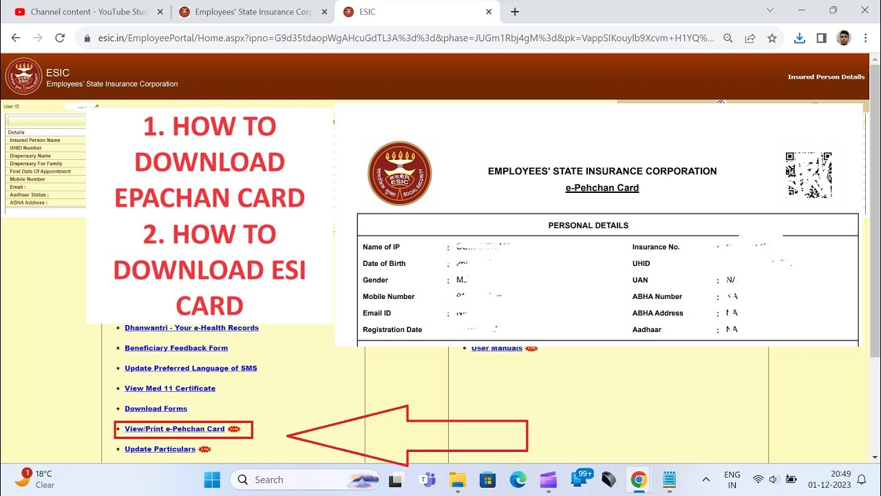 HOW TO DOWNLOAD ESIC ePACHAN CARD | ESI CARD | ESI ePACHAN CARD #viral ...