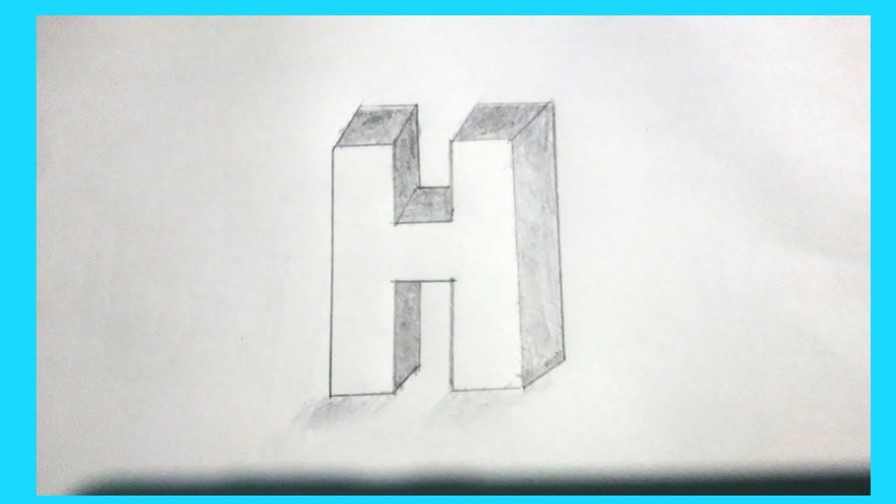 How to draw 3d letter drawing,pencil drawing 3d letter h,#easy drawing ...
