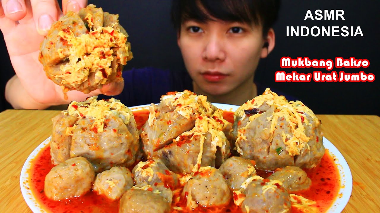 ASMR MUKBANG BAKSO MEKAR URAT JUMBO KUAH CABE BAKSO PEDAS | Robius ASMR - YouTube