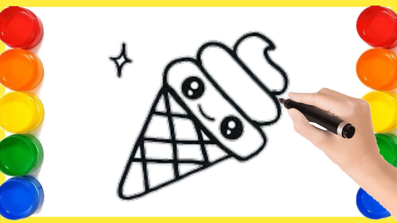 How To Draw A Cute Ice Cream And Coloring Draw Cute Things | Drawing ...