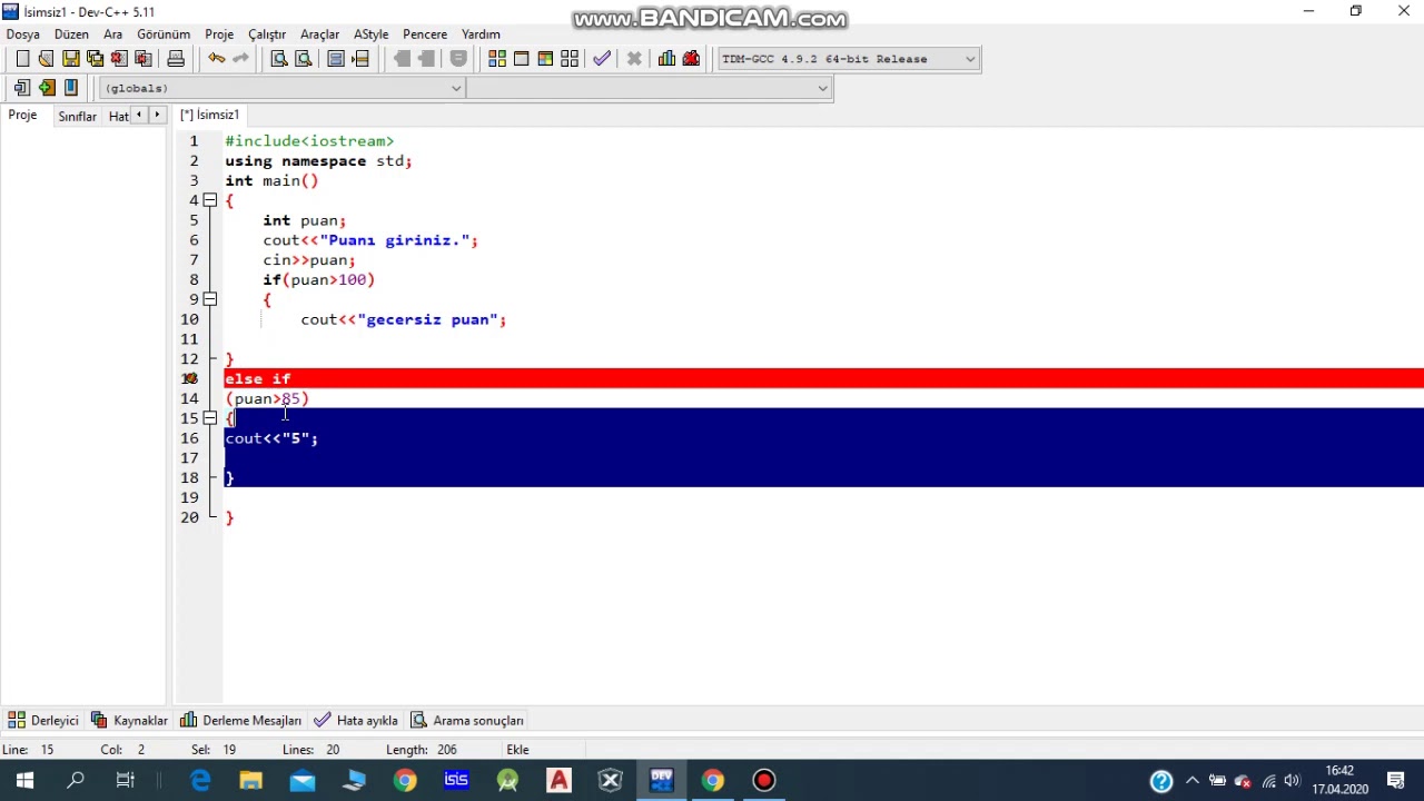 100LÜK SAYI SİSTEMİNDEKİ NOTU 5LİK SİSTEME ÇEVİREN C++ PROGRAMI - YouTube