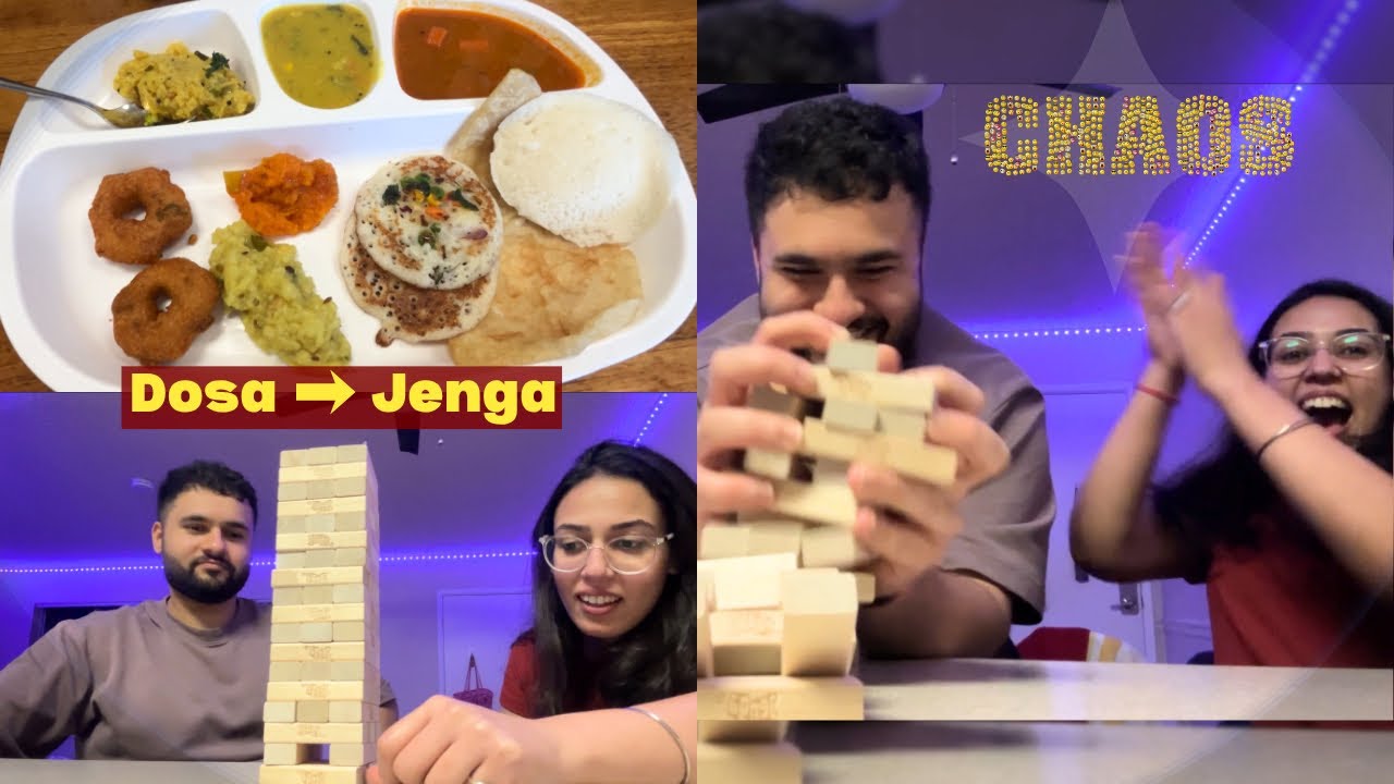 Unlimited South Indian Food + Jenga Challenge…… who Won?! 😃😆😆 | Uday ...