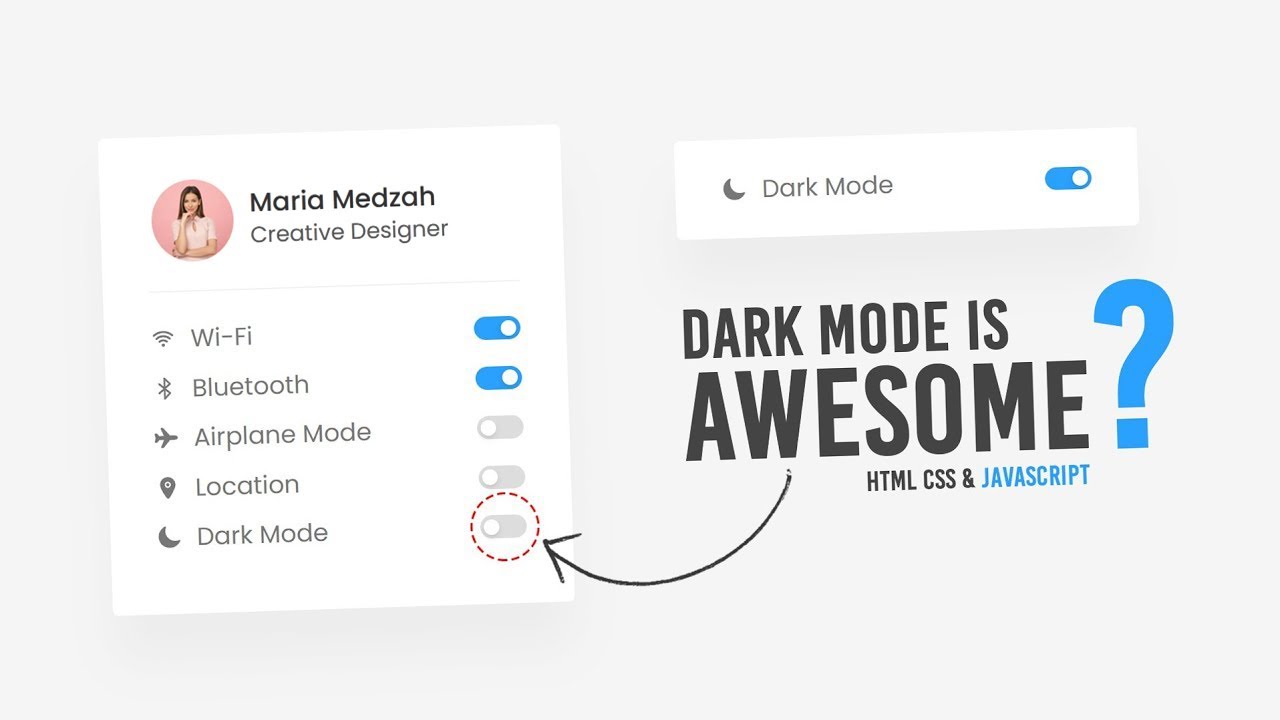 Action Menu with Custom Checkbox Toggle Dark and Light Mode using Html ...