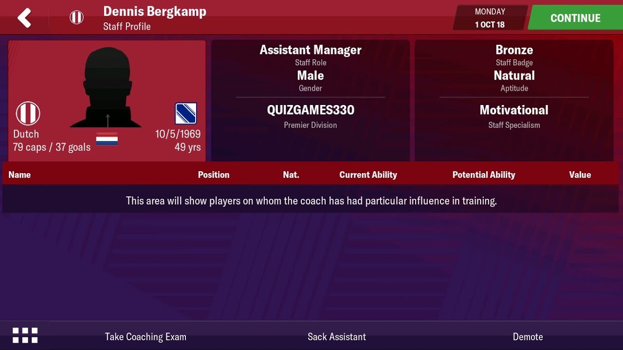 HOW TO MAKE “DENNIS BERGKAMP” YOUR ASSISTANT MANAGER IN FOOTBALL ...