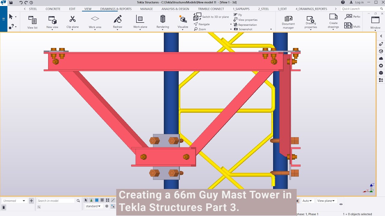 Creating a 66m Guy Mast Tower in Tekla Structures Part 3. - YouTube
