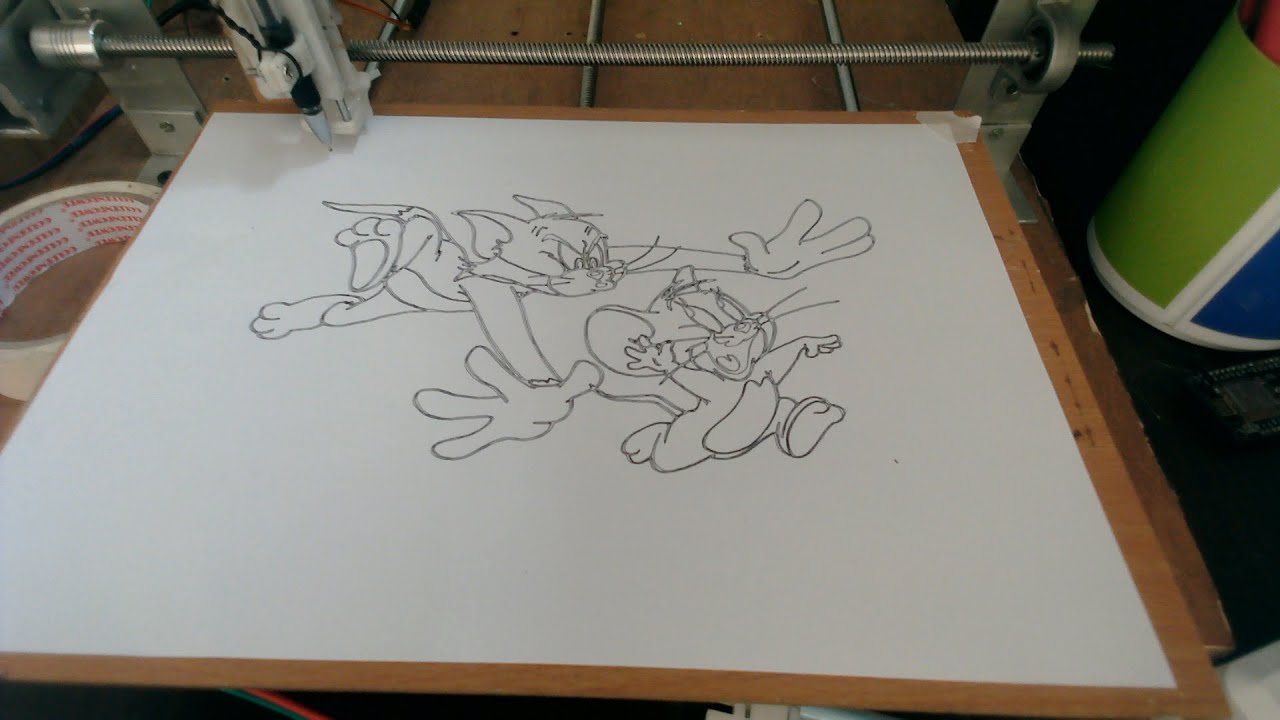 A4 size CNC pen plotter (tom and jerry) - YouTube