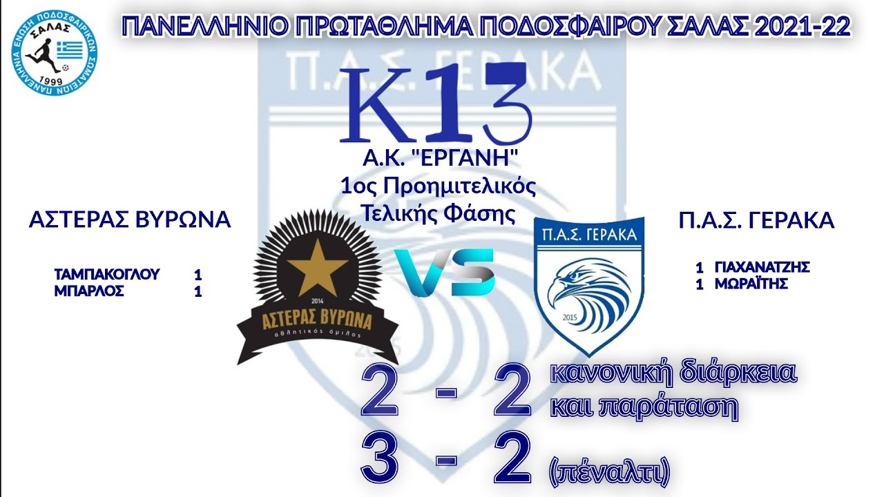 2022-04-16 ΠΟΔΟΣΦΑΙΡΟ ΣΑΛΑΣ (Κ13) ΑΣΤΕΡΑΣ ΒΥΡΩΝΑ - ΠΑΣ ΓΕΡΑΚΑ 1ος ...