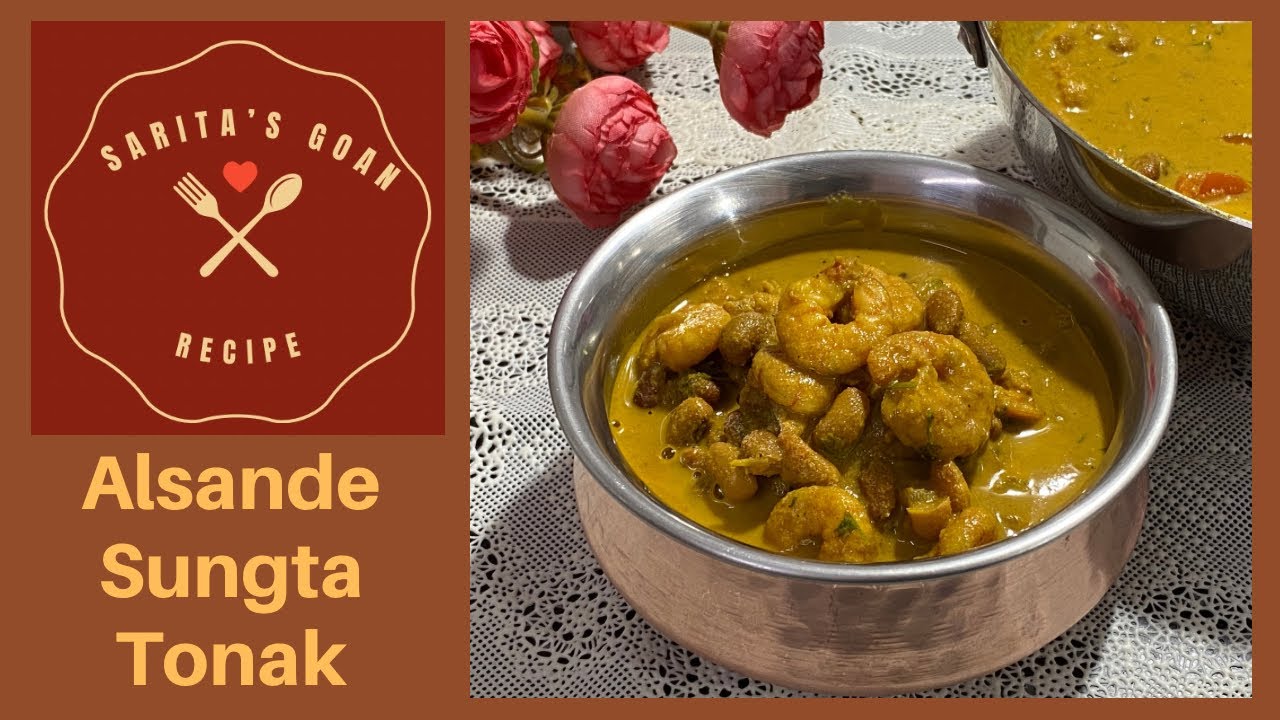 Alsande Sungta Tonak | Goan Black Eyes Beans Tonak with Prawns | Sarita ...