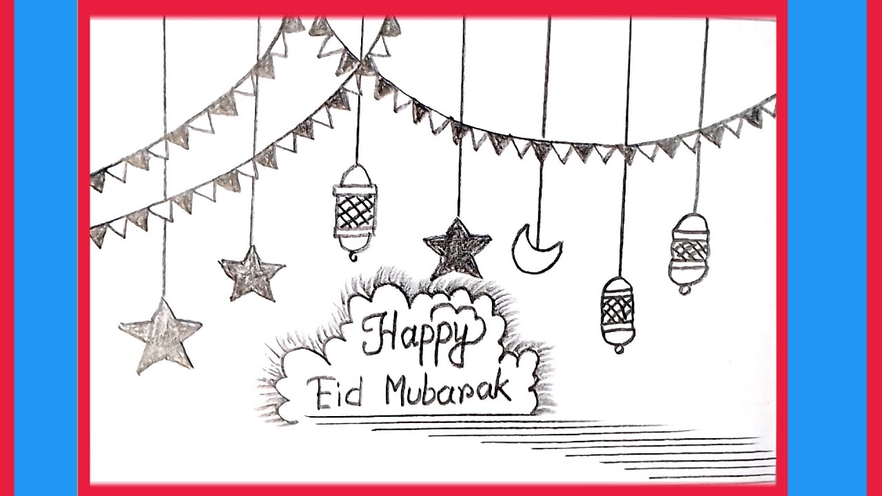 Eid Mubarak Drawing | Eid Festival Drawing | Pencil Drawing | How to ...