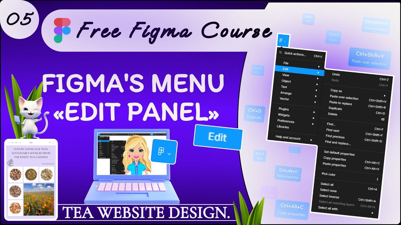 Figma's menu «Edit panel» and Tea Website Design | Free Figma Course | Lesson 5 - YouTube