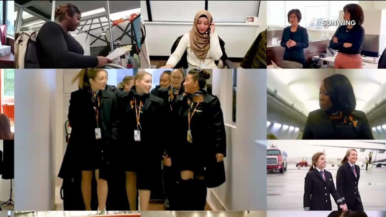 Sunwing's 100th flight with all-female crew - YouTube