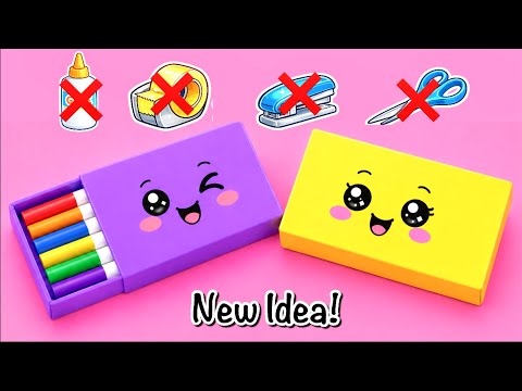 DIY Easy Kawaii PENCIL BOX / Origami Organiser / NO GLUE NO SCISSCORS school supplies / stationery 💗