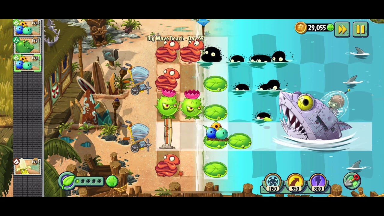 PvZ 2 Big Wave Beach and all 3 Modern Day Boss Fights. - YouTube