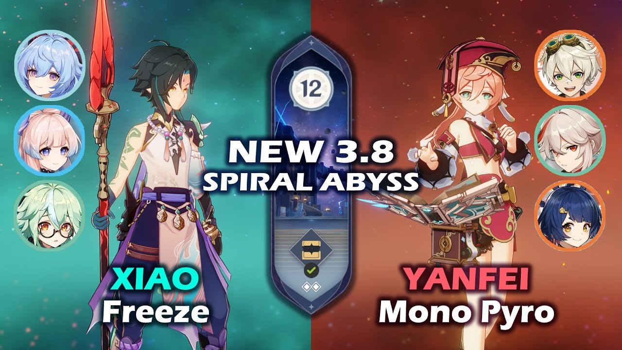 NEW Spiral Abyss 3.8 | C0 Xiao Freeze & C6 Yanfei Mono Pyro | Floor 12 ...