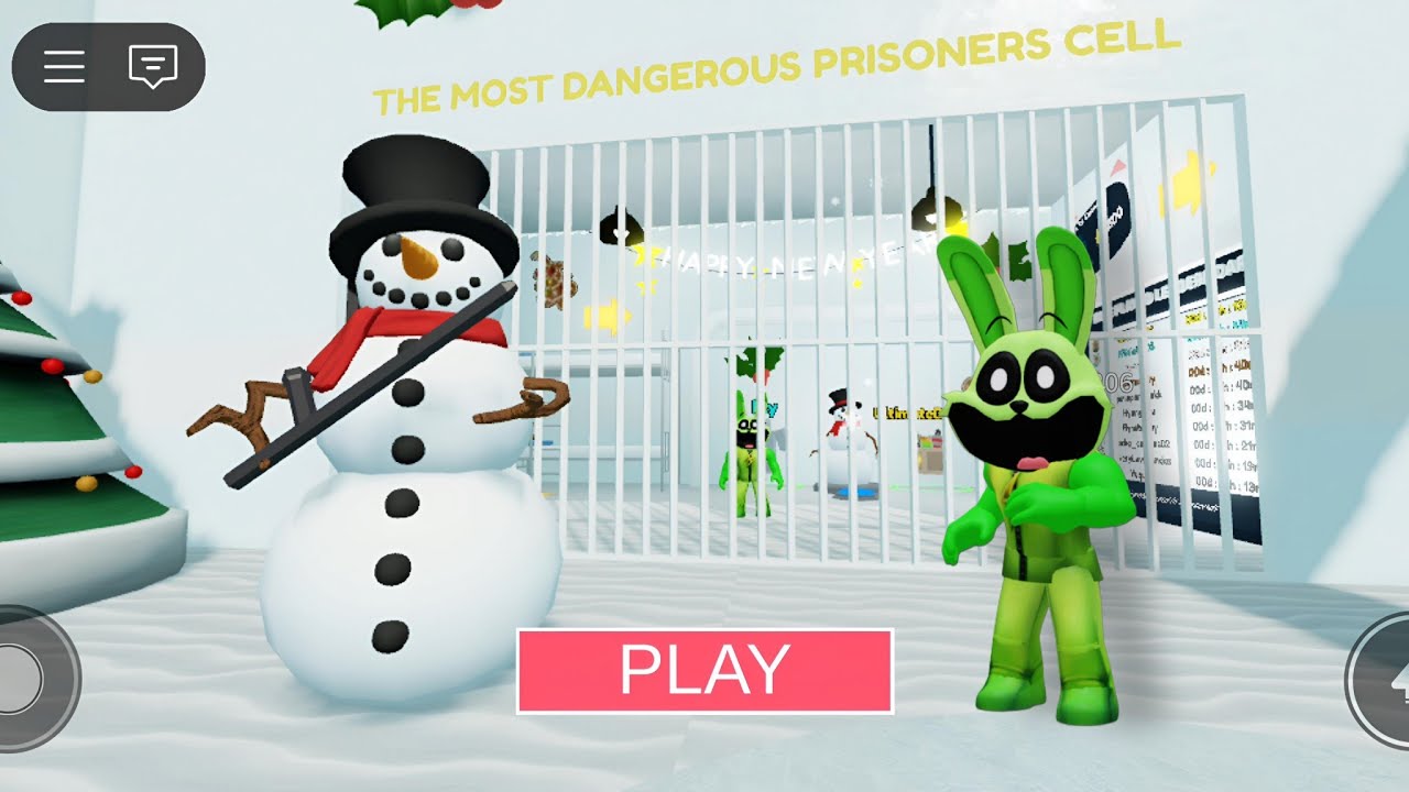 SNOWMAN'S BARRY'S PRISON RUN! (OBBY!) - HOPPY HOPSCOTCH VS SNOWMAN ☃️ ...