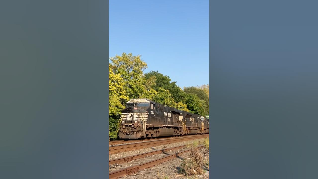 NS 7642 ES40DC leads NS 23G through South Plainfield, NJ w/ a whiteface trailing + a friendly ...