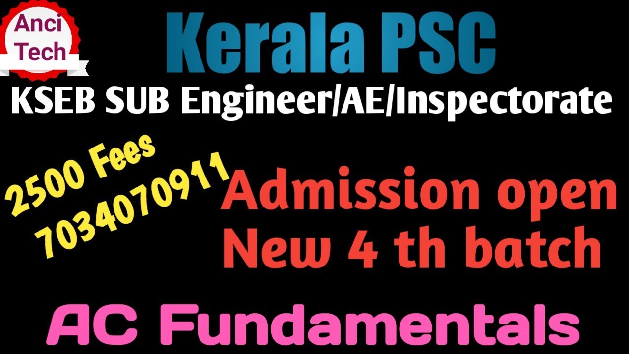 KSEB Sub Engineer/AE/Inspectorate coaching for all electrical exams - YouTube