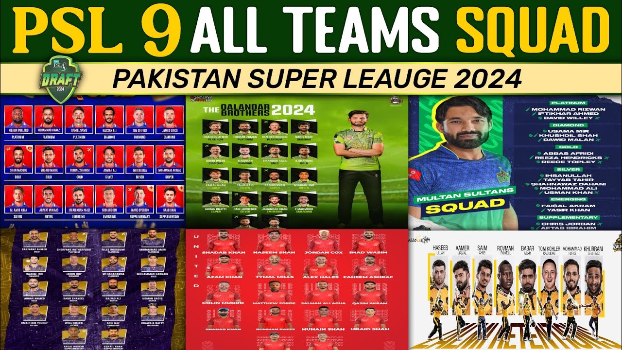 PSL 2024 All Teams Complete Squad | All teams squad for PSL 9 | PSL 9 ...
