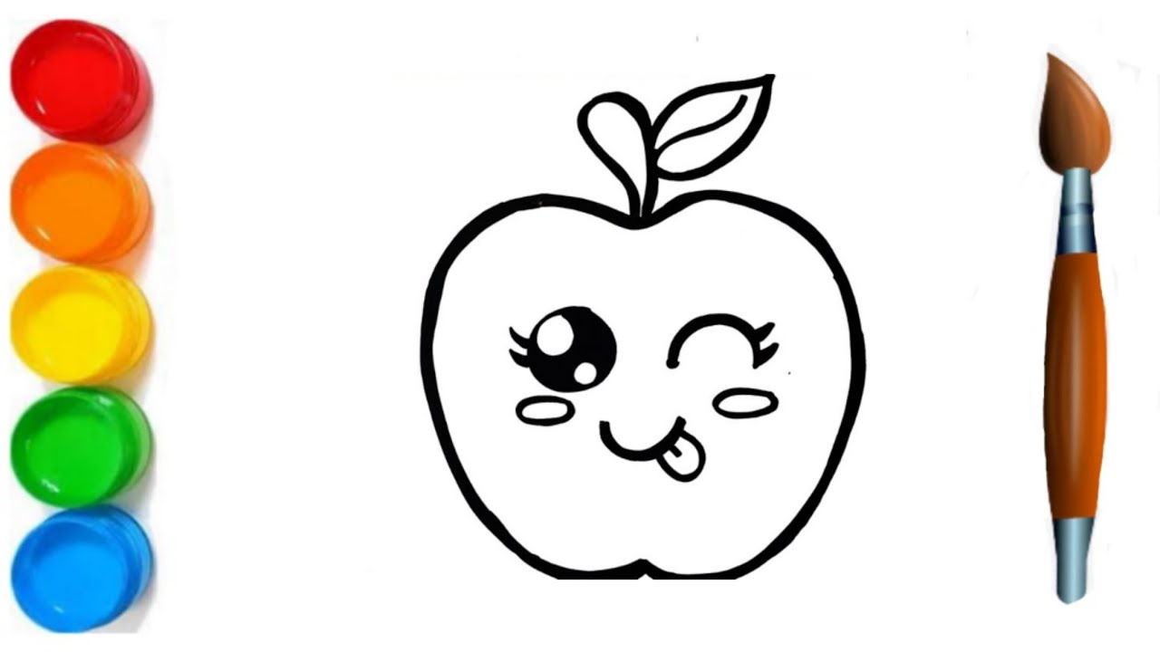 How to draw cute apple for kids | Cute apple for kids drawing| 1 # ...