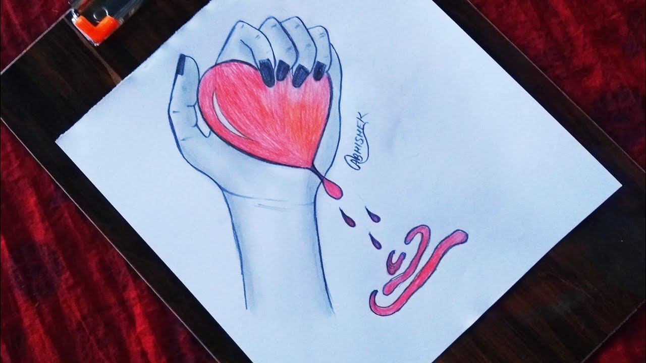 how to draw a painfull heart💔How to draw a heart with hand - YouTube