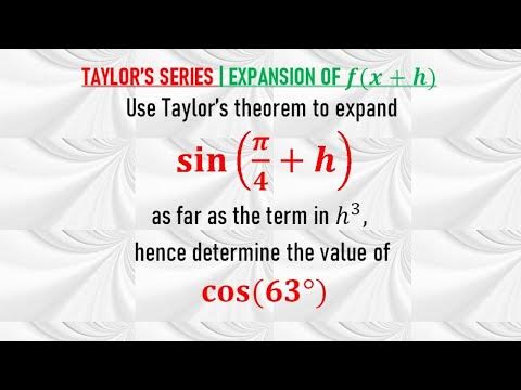 TAYLOR'S THEOREM | COFUNCTION IDENTITY | EXPAND sin (⁡π/4+h) - YouTube