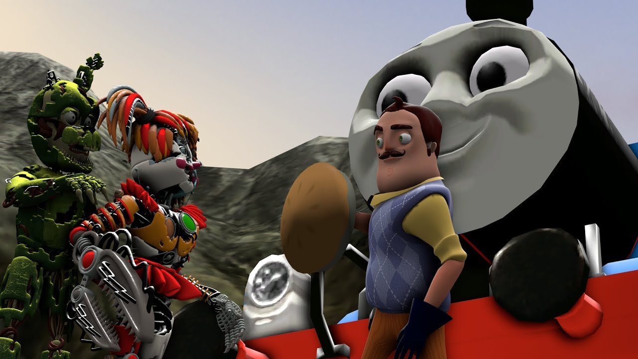 SFM FNAF Neighbor VS Freakshow Salvage Baby & Molten Springtrap On ...