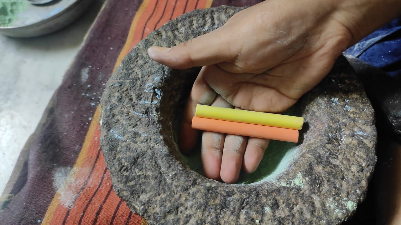 Yellow 💛 and Orange 🧡 chalk Grinding #asmr #satisfying #crumblingfun ...