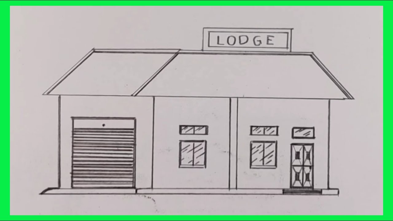 HOW TO DRAW BASIC LODGE SCENERY DRAWING | PENCIL DRAWING HOUSE ...