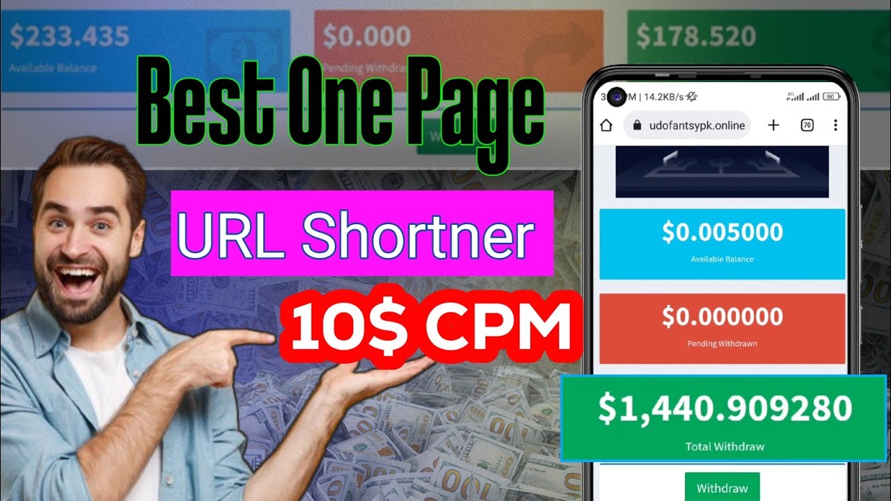 Best One Page URL Shortner | Earning Tricks | 10$ CPM | Daily income ...
