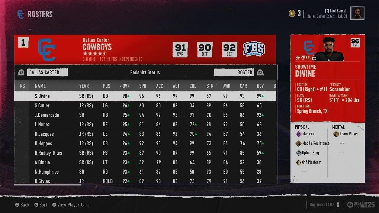 Dallas Carter Season Preview 2030 CFB25 - YouTube