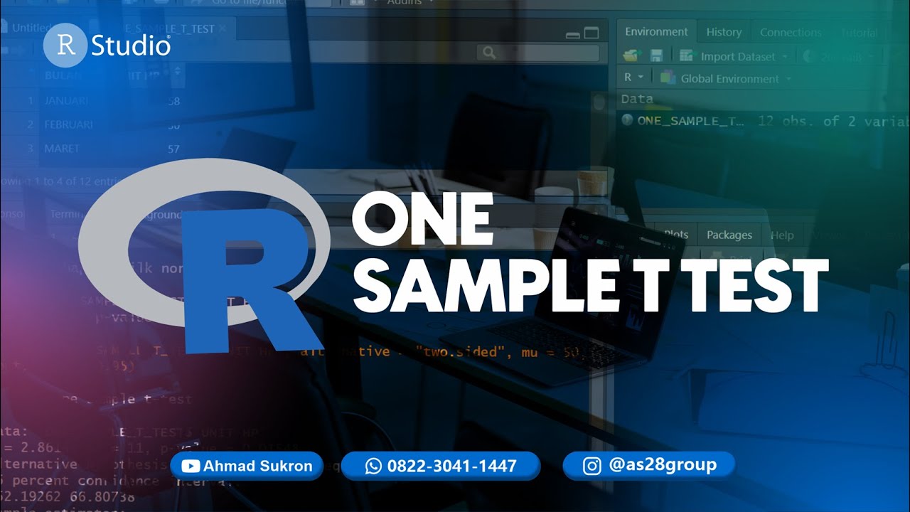 TUTORIAL R STUDIO : ONE SAMPLE T TEST R STUDIO ️ UJI BEDA SATU KELOMPOK ...