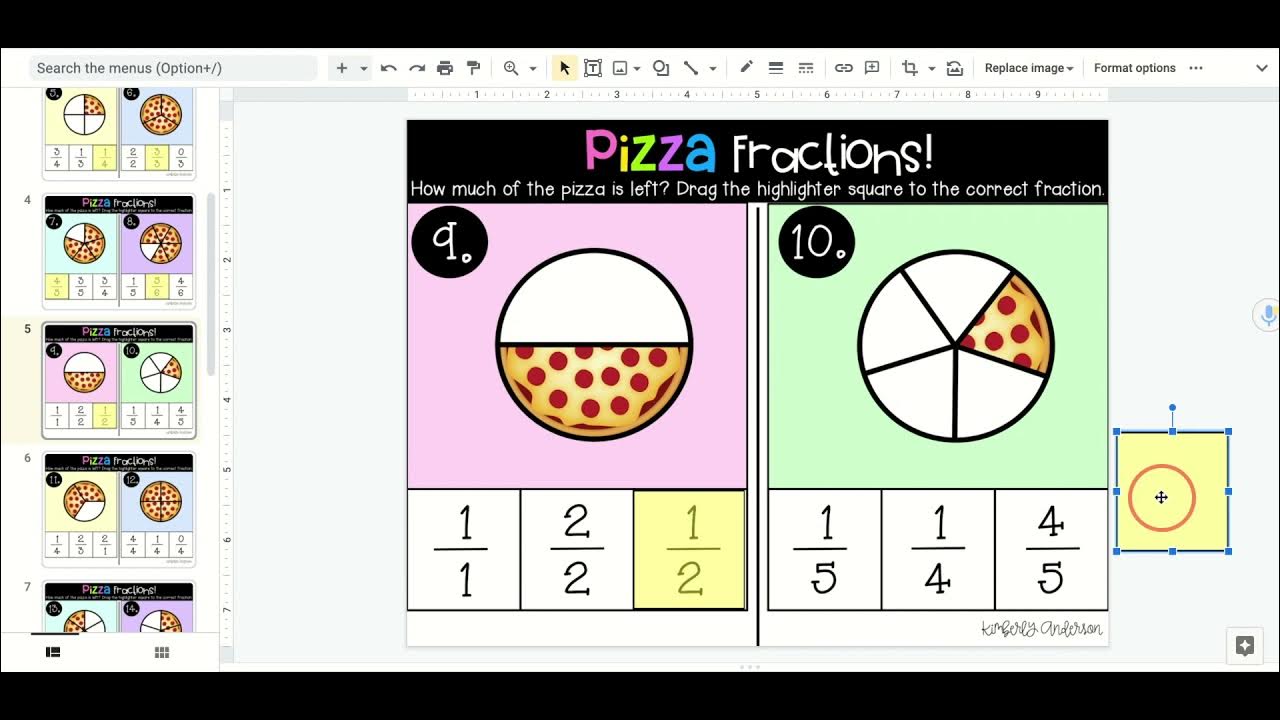 Pizza Fractions: Google Slides - Recognizing Fractions (Halves to ...