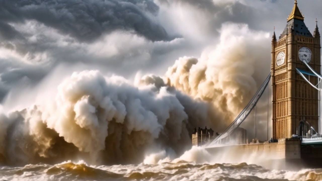 TSUNAMI IN LONDON AI SIMULATION - YouTube